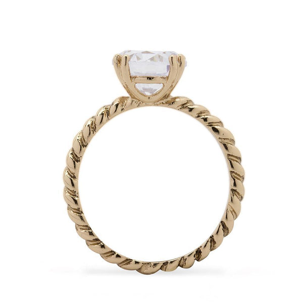 Twisted Cable Solitaire Ring w/ CZ Gold Tone